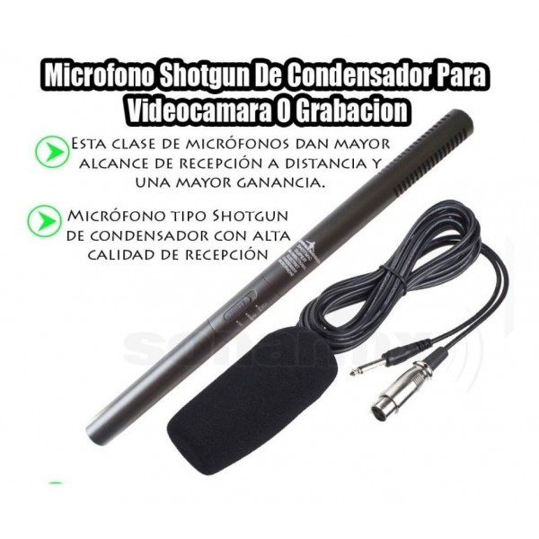 Microfono Tipo Shotgun De Condensador Para Grabacion Pr...