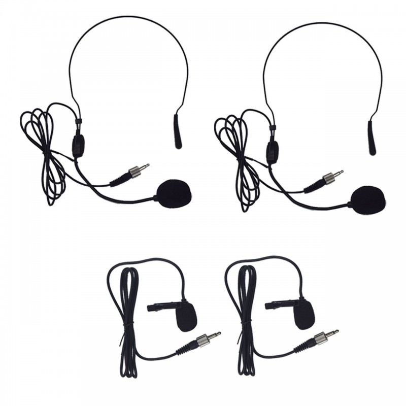 Set 2 Microfonos Diadema O Solapa Inalambricos Vhf