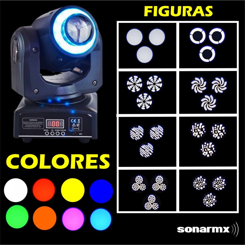Cabeza Movil Led robotica Dmx prisma fijo aro led