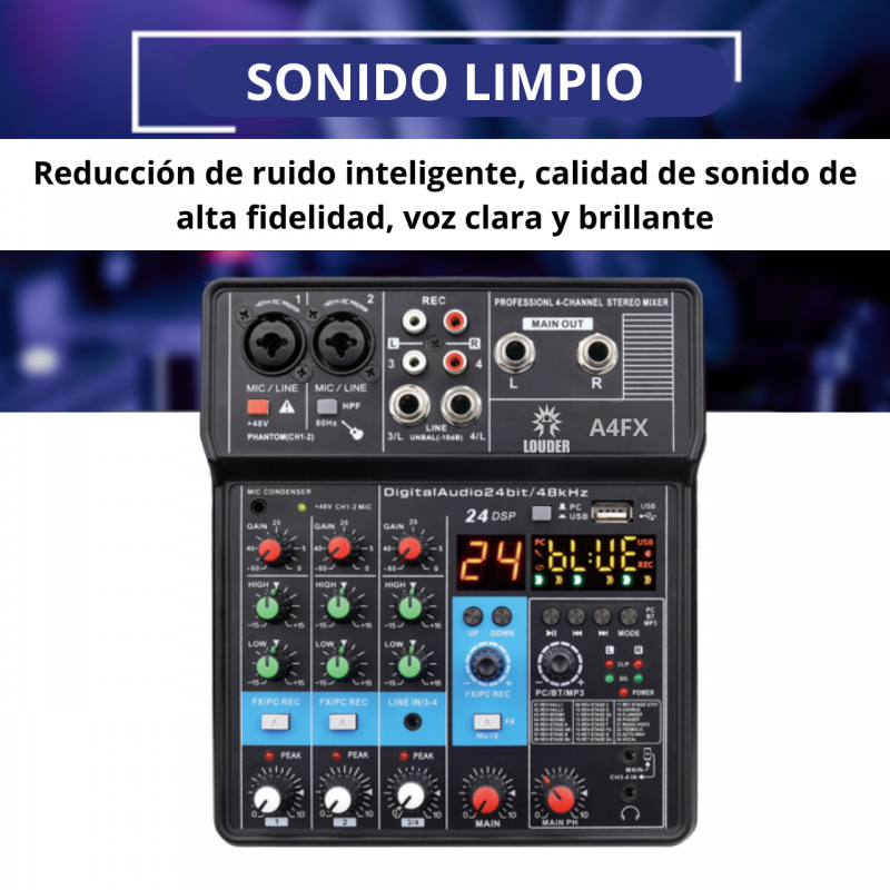Mezcladora 4 Canales Pasiva Grabar Con Efectos Bt
